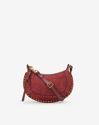 Isabel Marant Sac Oskan Moon En Cuir Velours Effet Croco - - Cerise - - Isabel Marant