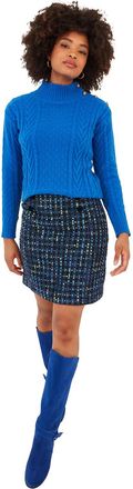 Joe Browns Damen Neon Detail Textured Tweed Mini Skirt Rock, blau, 40