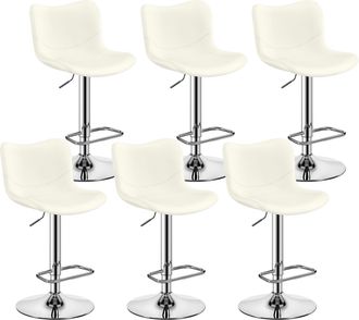 Yaheetech Barhocker 6er Set h&ouml;henverstellbare Barst&uuml;hle mit R&uuml;ckenlehne und Fu&szlig;st&uuml;tze 360&deg; Drehstuhl aus Kunstleder Metall K&uuml;chenst&uuml;hle f&uuml;r Salon/Bar/K&uuml;che/Essz
