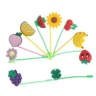 Cabilock 10st&uuml;cke Teiliges Wiederverwendbare Silikon-strohhalmdeckel Sch&uuml;tzende Leichte Trinkhalmspitzen in Lustigen Cartoon-designs F&uuml;r Partydeko Und Unterweg