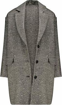 Deeluxe Manteau KALISSA Femme Chic motif chevron Coupe droite Col tailleur Larges poches plaqu&eacute;es Fermeture boutonn&eacute;e sobre facile &agrave; associer - Taille L