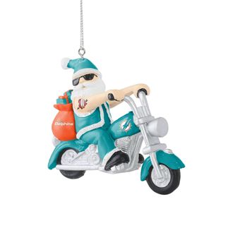 Foco NFL Miami Dolphins Baumschmuck Santa on Motorcycle Anh&auml;nger Ornament Weihnachtsbaum