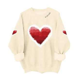 Generic Sweat-shirt imprim&eacute; Saint-Valentin 2026 &agrave; manches longues et col rond d&eacute;contract&eacute; haut doux et confortable v&ecirc;tements de sport tendance pour les tenues