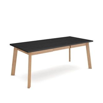 Skraut Home | Table à Manger | Meuble Salle à Manger | 200 | pour 10 Personnes | Pieds en Bois | Style Moderne | Noir et chêne