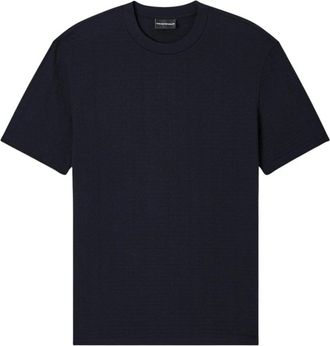 Emporio Armani Homme, Tops, Bleu, Taille: 2XL T-shirt en jersey avec logo intarsia