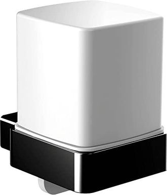 Emco LOFT Seifenspender zur Wandmontage, eleganter und kompakter Wandseifenspender aus Metall und Kristallglas, hochwertiger Flüssigseifenspender, matt sch