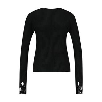 Courr&egrave;ges Courreges Ribbed Wool with Contrasted Cuffs Cardigan - Black