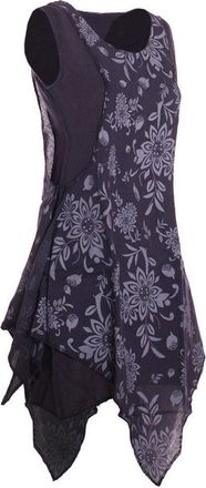 vishes Zipfelkleid Strandkleid Damen Lagenlook Zipfel Blumenprint Baumwolle Alternative Mode, Boho, Hippie, Ethno, Festival