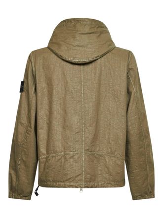 Stone Island Mens Hooded Jacket Panama-Tc Nylon Military Green Polyamide Bomber