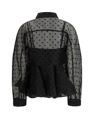 Ganni Womens Shirt Peplo Organza Black Recycled Polyester