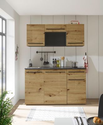 M&ouml;belando Singlek&uuml;che >Jazz< in Eiche Artisan - 160x212x60 (BxHxT)