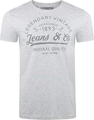 Riverso T-Shirt à col Rond pour Homme Rivleon Col en O T-Shirt à Manches Courtes T-Shirt imprimé Coupe Droite 100% Coton Vert Bleu Blanc Gris Rouge Orange S M