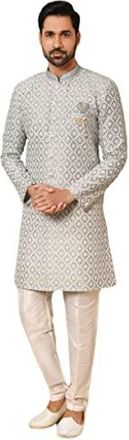 Generic Shreyanvi Costume indien pakistanais semi-indo-occidental festif ethnique marié mariage Sherwani pour homme, gris, 50