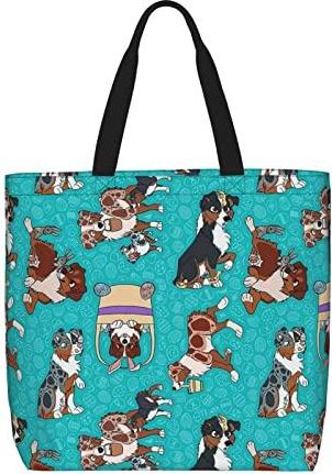Generic Sac Fourre-Tout Bergers Australiens Sac Femme Plage R&eacute;utilisable De Grande Capacit&eacute; Sacs &Agrave; Main, Pour Shopping, Filles, Voyage, Femmes