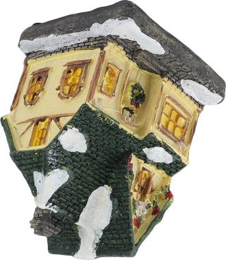 Emoshayoga LED-beleuchtetes Weihnachtsdorfhaus Im Vintage-Stil, Exquisites Dekoratives Schneehaus f&uuml;r Heimdekorationsgeschenke, Harzmaterial, f&uuml;r Kleine G&auml;rten, 