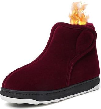 Generic Bottine Chaude Femme Hommes Doubl&eacute;es Bottes de Neige Chaussures &agrave; Enfiler Chaussons Fermeture R&eacute;glable Bottes de Antid&eacute;rapantes pour lhiver Women Wine