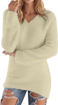 Generic Pull en polaire pour femme - Grande taille - Imprim&eacute; tendance - Coupe r&eacute;guli&egrave;re - Couleur unie - Chaud - Pull &agrave; manches longues - Pull basique polyval