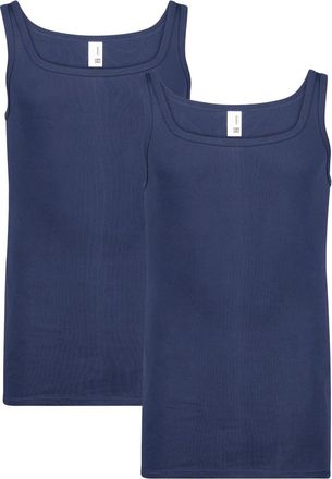 Adamo Herren Feinripp Unterhemd 2er Pack Übergrößen 2XL-8XL, Größe:10, Farbe:Navy