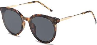 Sojos Ronde Lunettes de Soleil pour Femme Fashion Trop Grand DOLPHIN SJ2068 avec Demi Cadre/Gris Lentille