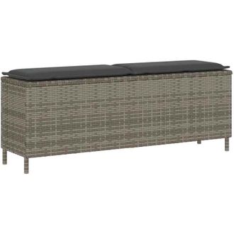 vidaXL Vidaxl - Banc de jardin avec coussin gris 110x30x40,5 cm r&eacute;sine tress&eacute;e