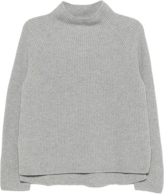 Max Mara Pull en maille c&ocirc;tel&eacute;e &agrave; manches raglan - Femme - Pulls - Gris - Taille: 42 FR