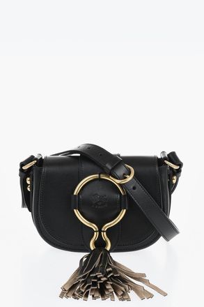 IL BISONTE Leather Crossbody Bag With Maxi Tassel Il Bisonte