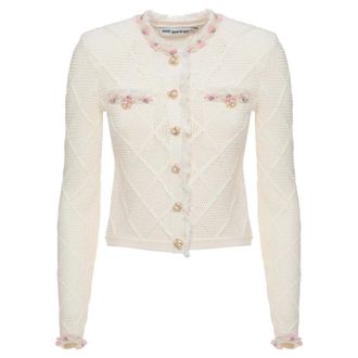 Self Portrait Fransen-Strickjacke - - Knitwear - Damen - Wei&szlig; - S