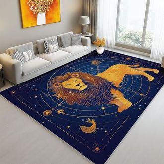 Generic Tapis Imprim&eacute; Minimalisme Lion Ciel &eacute;toil&eacute; pour Salon Chambre D&eacute;coration de la Maison - Bleu Flanelle Antid&eacute;rapante Tapis Salon de Sol paillasson 160 