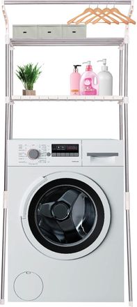 Clp Waschmaschinen-Regal Ellsworth I Rostfreier Stahl I 2 Ebenen I Für Badezimmer & Waschküche, Farbe:weiß