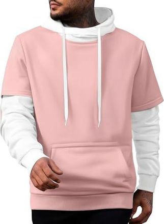 Generic Sweat &agrave; capuche l&eacute;ger uni pour homme 2026 tendance automne et hiver d&eacute;contract&eacute; &agrave; manches longues avec boutons et demi-fermeture &eacute;clair pour entra&icirc;nem