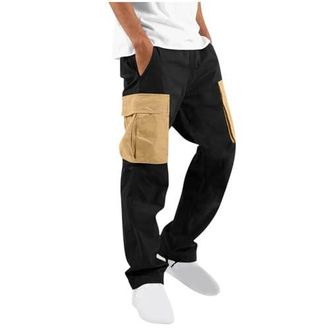 Generic Pantalon cargo classique pour homme - En coton m&eacute;lang&eacute; - Pantalon de jogging - Pantalon de travail - Pantalon droit - L&eacute;ger - Avec plusieurs poches - 