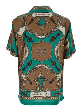 Dolce & Gabbana Mens Bowling Shirt Multicolour Silk