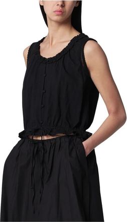 Dunst Femme, Tops, Noir, Taille: 40 FR Blouse Sans Manches Volant&eacute;e