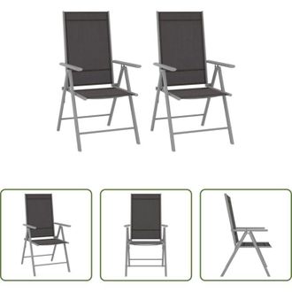 vidaXL vidaXL Aluminium - Gartenst&uuml;hle Klappbar 2 Stk. Textilene Schwarz