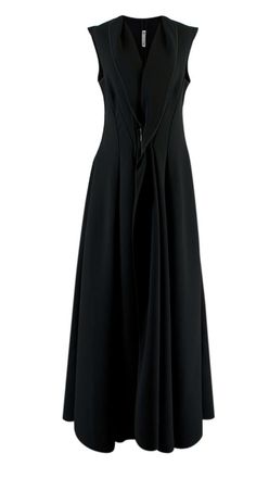 Maticevski Black Flared Pleated Zip Gown Size M