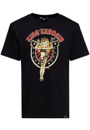 King Kerosin Herren T-Shirt &middot; Shirt &middot; Retro &middot; Vintage &middot; Herrenshirt &middot; Print &middot; Sommershirt &middot; Logodruck &middot; Comic Art &middot; Kurzarm &middot; Rundhals &middot; Rockabilly &middot; 50s &middot; Lady Lu