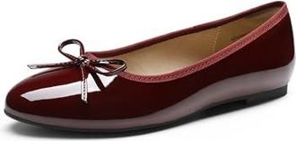 Dream Pairs Ballerines Femme Classiques avec Noeud, Chaussures Plates Confortables à Enfiler, Élégantes et Polyvalentes,Size 41.5,Bourgogne,SDFA2404W