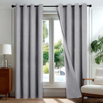 Deconovo 100% Blickdichte Vorh&auml;nge mit &Ouml;sen Gardinen Wohnzimmer Schallschutz Vorhang Verdunkelung Thermogardinen Hitzeschutz Blackout Curtains, H240 x B140 cm,