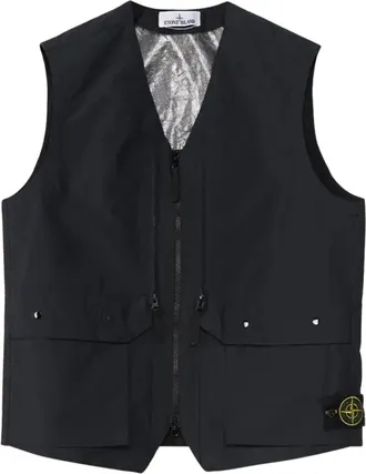 Stone Island Homme, Vestes, Noir, Taille: L Metal Lamina Poly Ripstop Vest