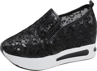 Generic Baskets orthop&eacute;diques pour femme - Broderie florale - Respirantes - Bout rond - Chaussures compens&eacute;es habill&eacute;es et d&eacute;contract&eacute;es - Chaussures de march