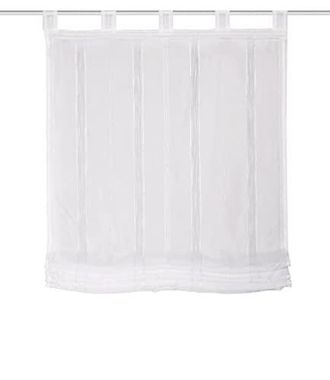 Home Fashion 79609 | Schlaufenrollo ALNUR aus Effektvoile mit Längstreifen, Farbe: weiß