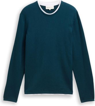 Tom Tailor Herren 1049409 2-in-1 Strickpullover aus Baumwolle, 21179-Deep Pond Green, XXL