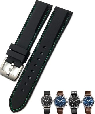 Generic 20mm 21 mm 22mm Gummi -Silikon Schwarz Blue Watchb&auml;nder f&uuml;r IWC Pilot 18 Uhren Sportgurt