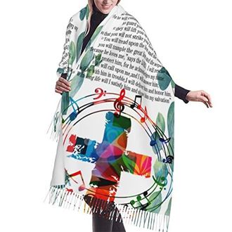 Generic Psaume 91 Il MAppellera Et Je Lui Répondrai Verset Croix Prêtes Foulards Classique Écharpe Femme Quotidien Glands Foulard