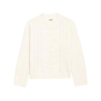 Zadig&Voltaire Femme, Pulls, Blanc, Taille: 40 FR Pull col rond en pointelle