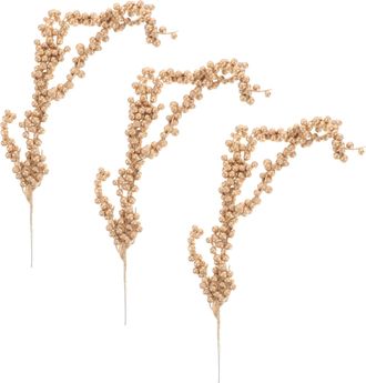 Valiclud 3 Stück Künstliche Beeren Zweige Weihnachten Gold Beeren Weihnachten Stechpalme Weihnachtsbaum Dekoration Ornamente für Party Bouquet Home Holiday Kra