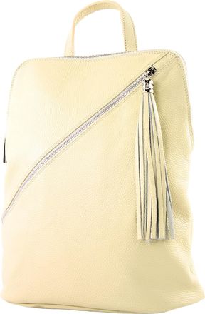 modamoda.de T161 Damen Leder Rucksack Handtasche handmade in Italy, Farbe:Cremebeige