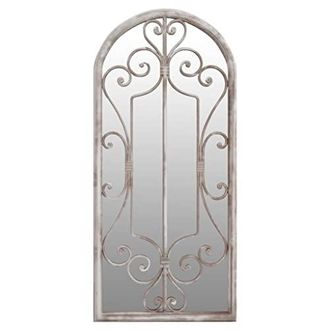 vidaXL Miroir de Jardin Miroir de Patio Mural D&eacute;coration de Jardin Suspendu Ajout de Lumi&egrave;re Sable 100x45cm Fer pour Utilisation Ext&eacute;rieure