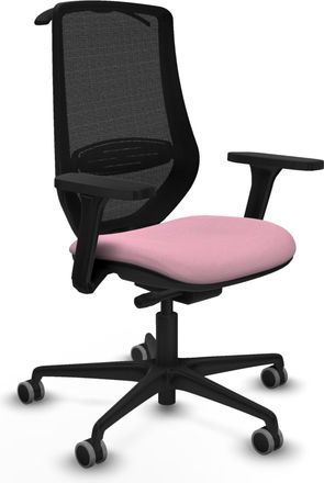 Piqueras y Crespo Arbeitsstuhl mit 3D-Armen, h&ouml;henverstellbare Lendenwirbelst&uuml;tze, ausgestattet mit Syncro/Traslack und injiziertem Schaumstoff, Schwarz/Rosa