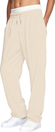 Generic Pantalon de jogging pour homme avec taille double couche, jambe droite, pantalon de jogging solide, pantalon de jogging confortable pour le quotidien,